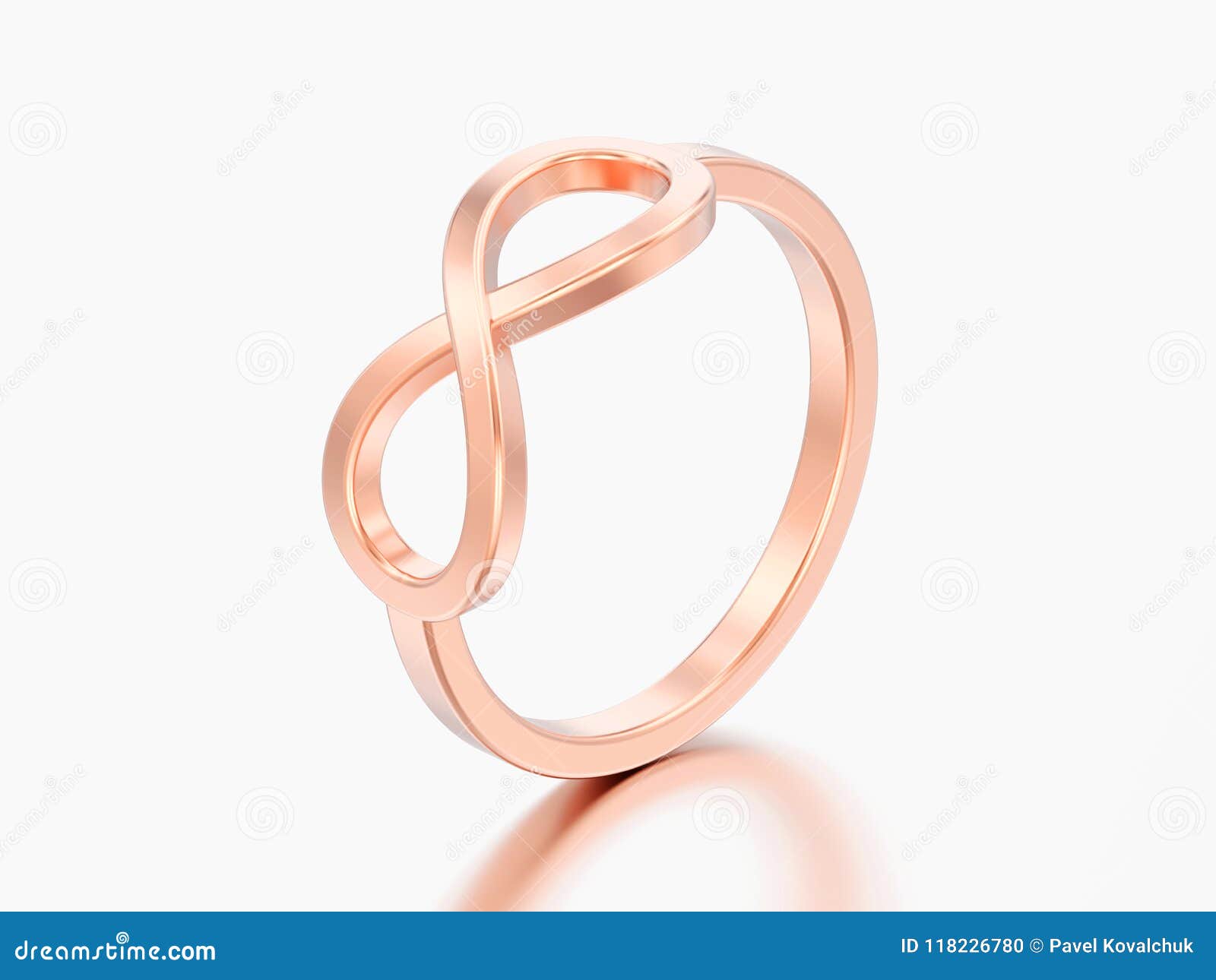 3D Illustration Rose Gold Simple Infinity Ring Stock Illustration ...