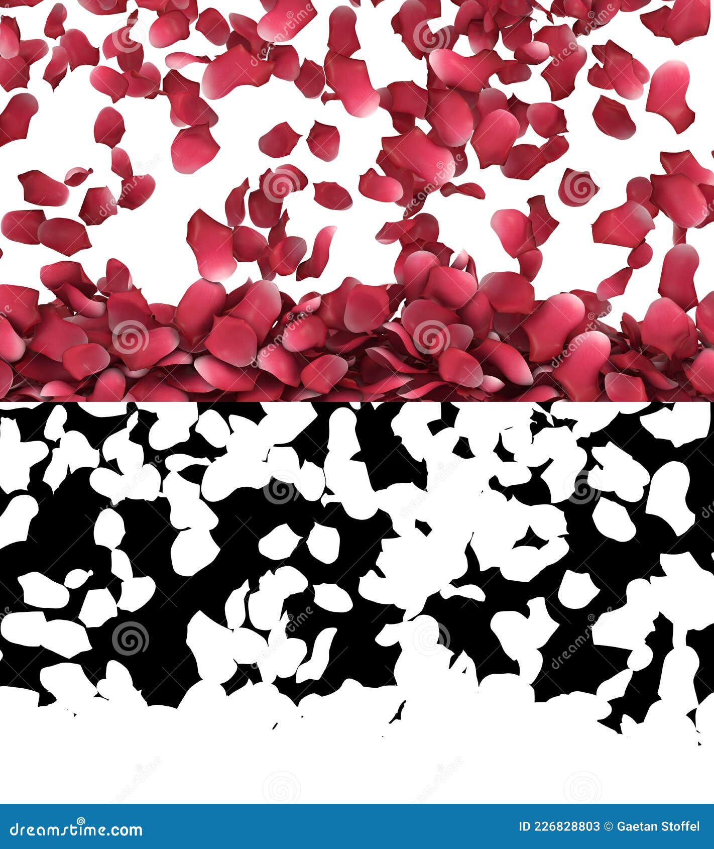 3D Illustration of Rose Petals Flow with Alpha Layer Stock Illustration ...