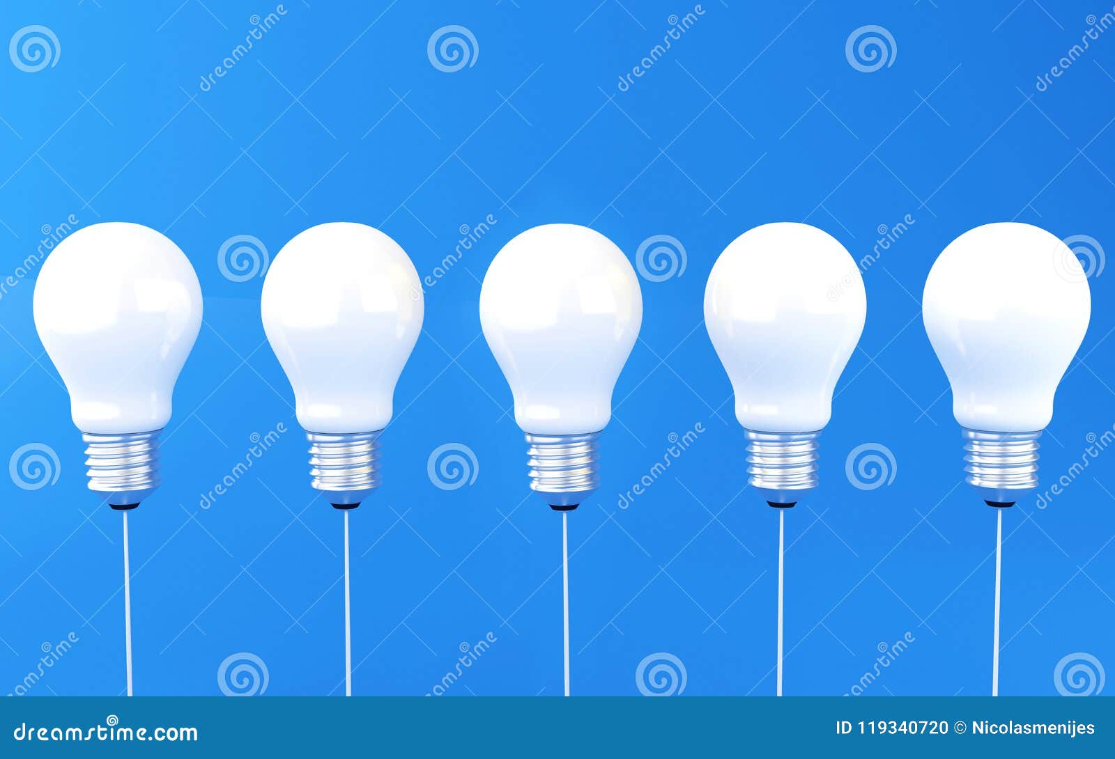 3d Row of light bulbs. stock illustration. Illustration of electricity ...