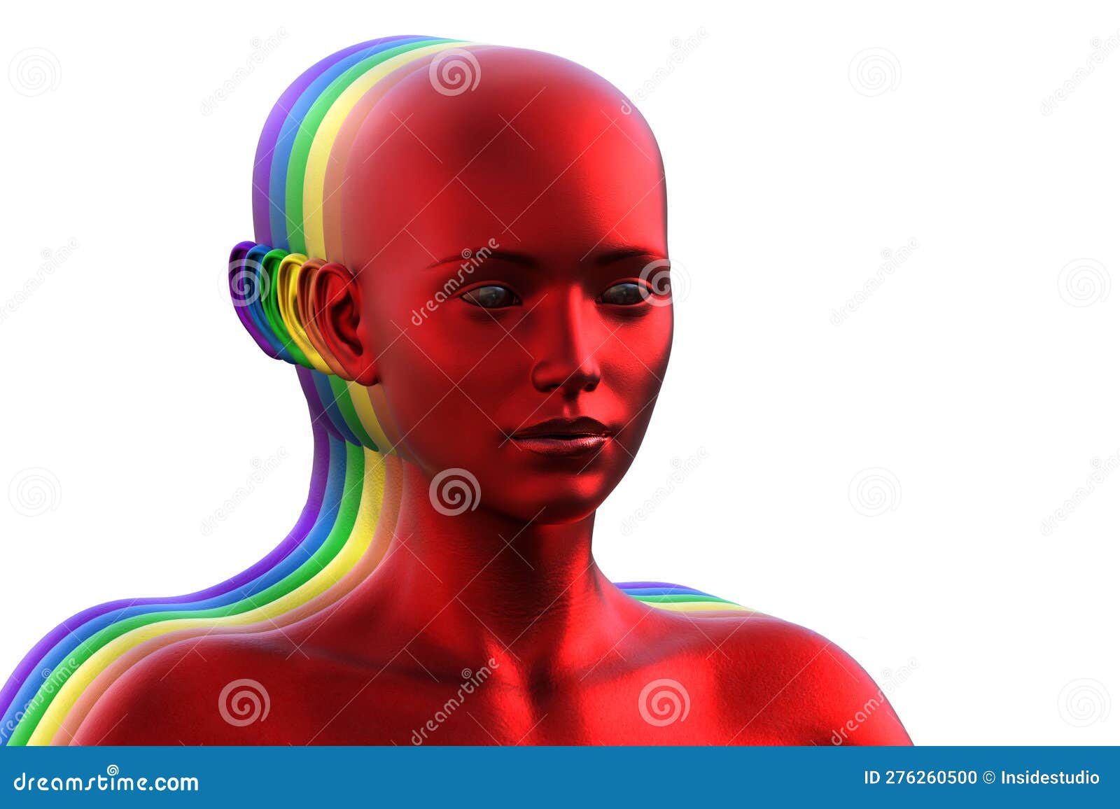 3d Illustration. Row of Multicolored Women. Rainbow. Metallic. Stock ...