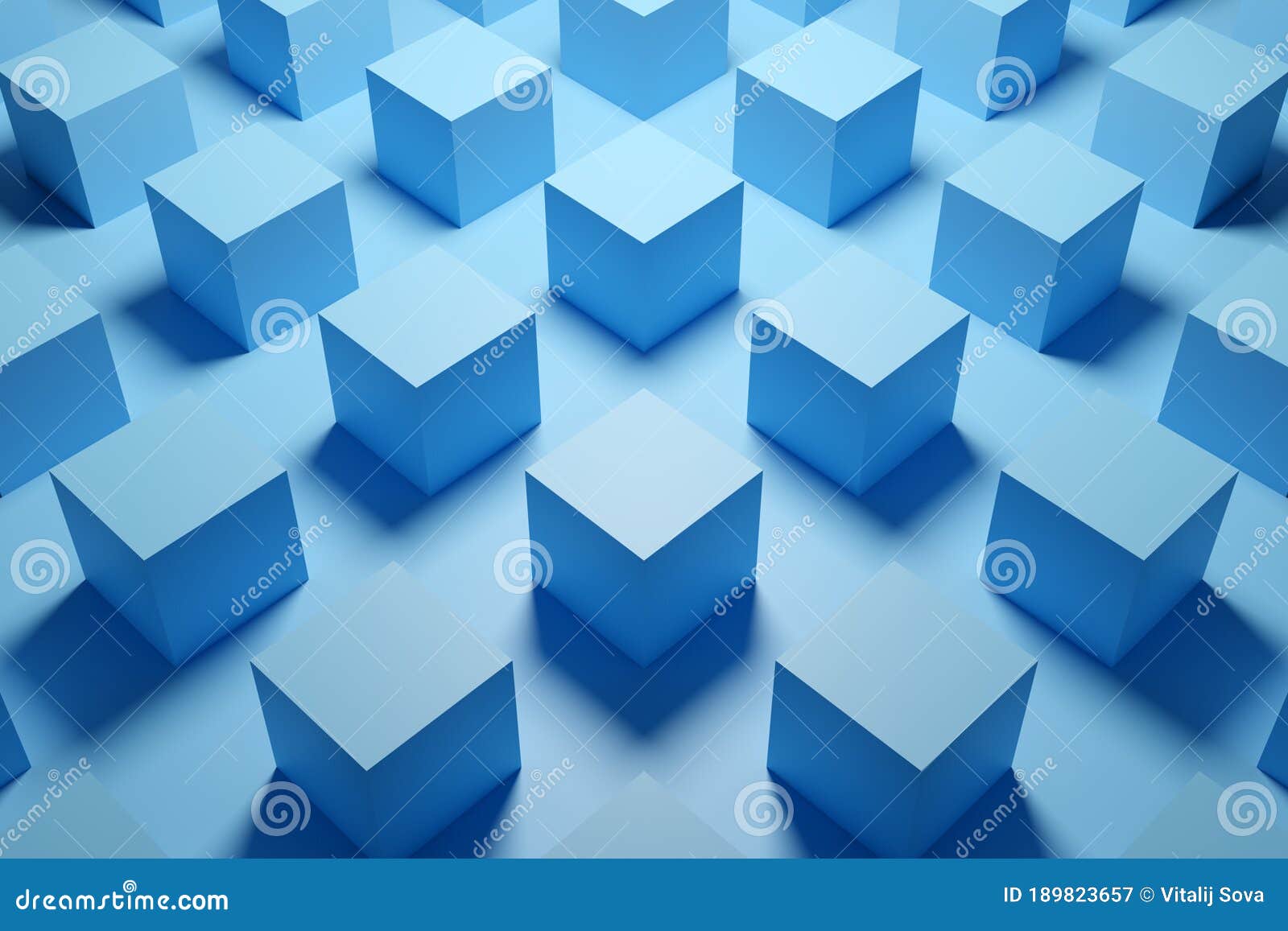 3d Illustration of Rows of Blue Cube Stock Illustration - Illustration ...