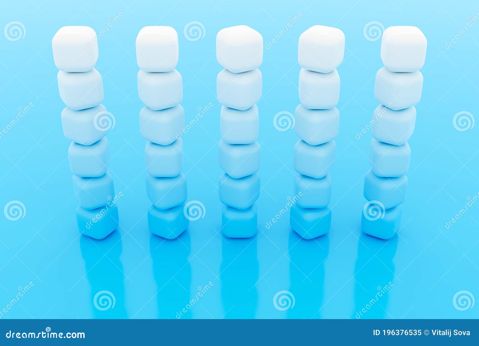 3d Illustration of Rows of White Cube Stock Illustration - Illustration ...