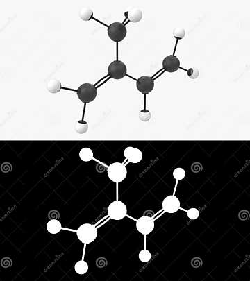 3D Illustration of a Rubber Isoprene Molecule with Alpha Layer Stock ...
