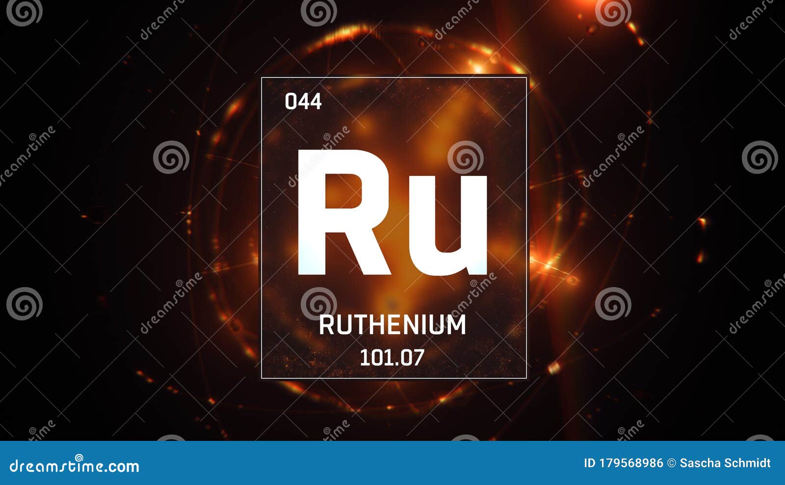 Ruthenium As Element 44 of the Periodic Table 3D Illustration on Orange ...