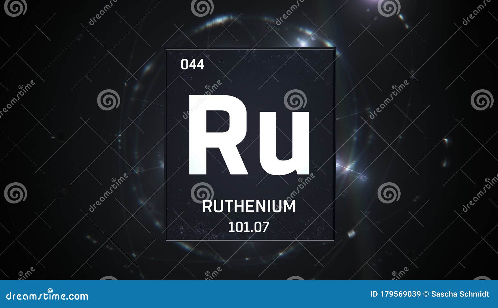 3D-Illustration, Ruthenium Symbol - Ru. Element Of The Periodic Table ...