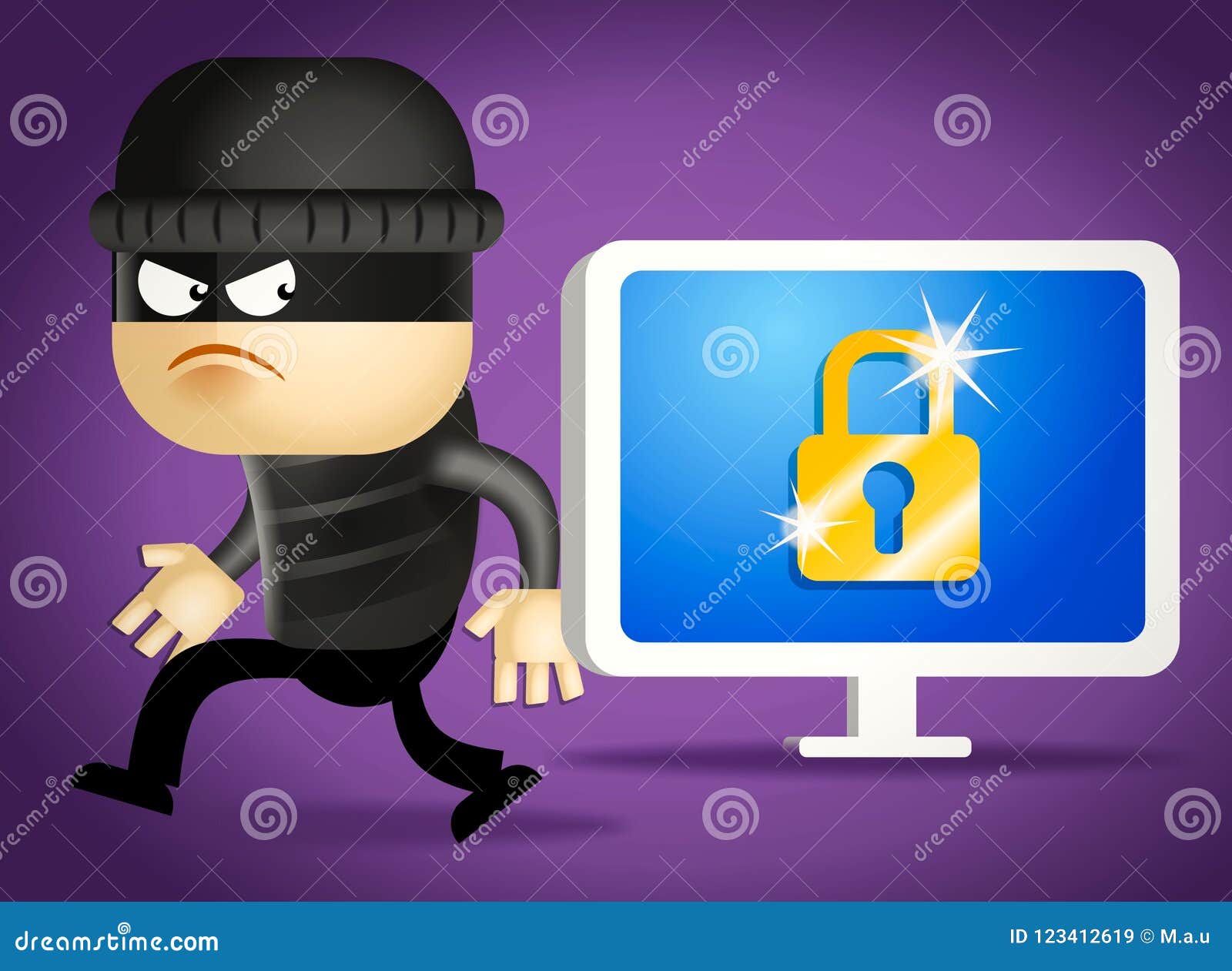Safe Secure Computer. 2d Illustration Stock Illustration - Illustration ...