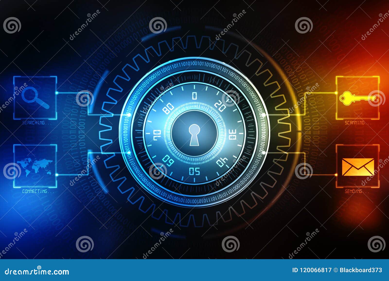 2d Illustration Safety Concept: Closed Padlock on Digital Background ...