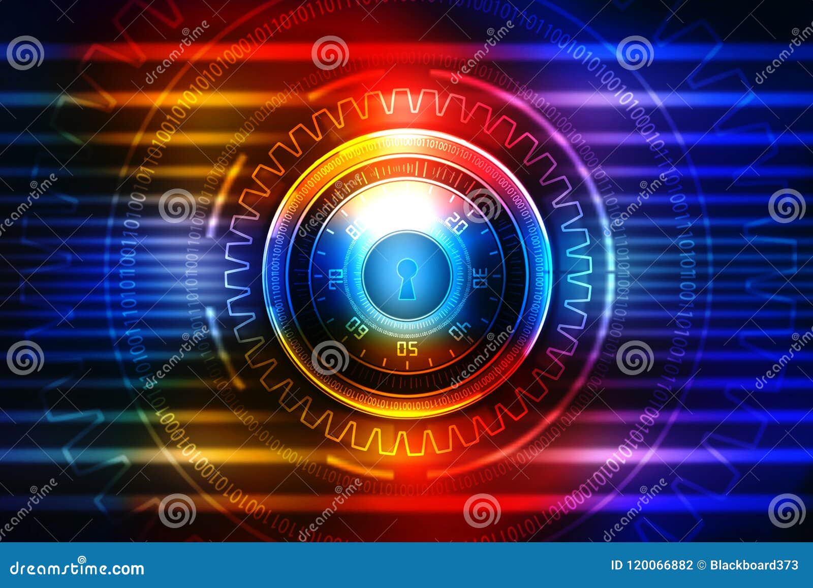 2d Illustration Safety Concept: Closed Padlock on Digital Background ...