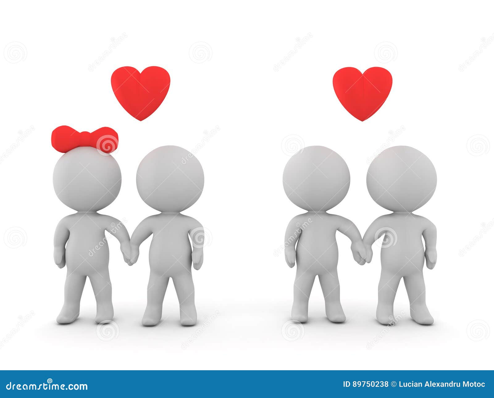 3d Illustration Of Same Sex Couple And Straight Couple Stock Illustration Illustration Of