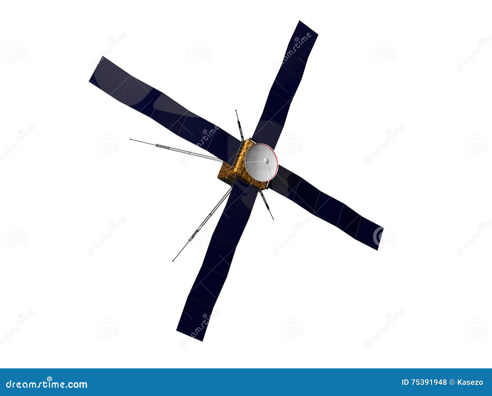 3d Illustration of Satellite with Four Solar Panels. Stock Illustration ...