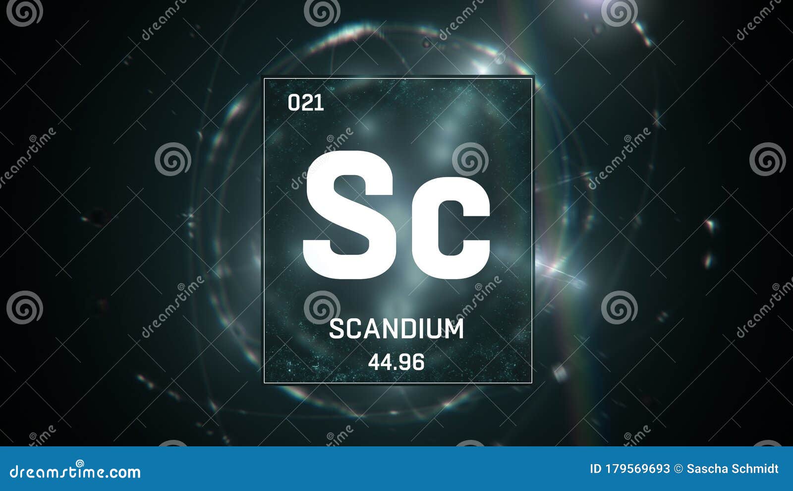 Scandium As Element 21 of the Periodic Table 3D Illustration on Green ...
