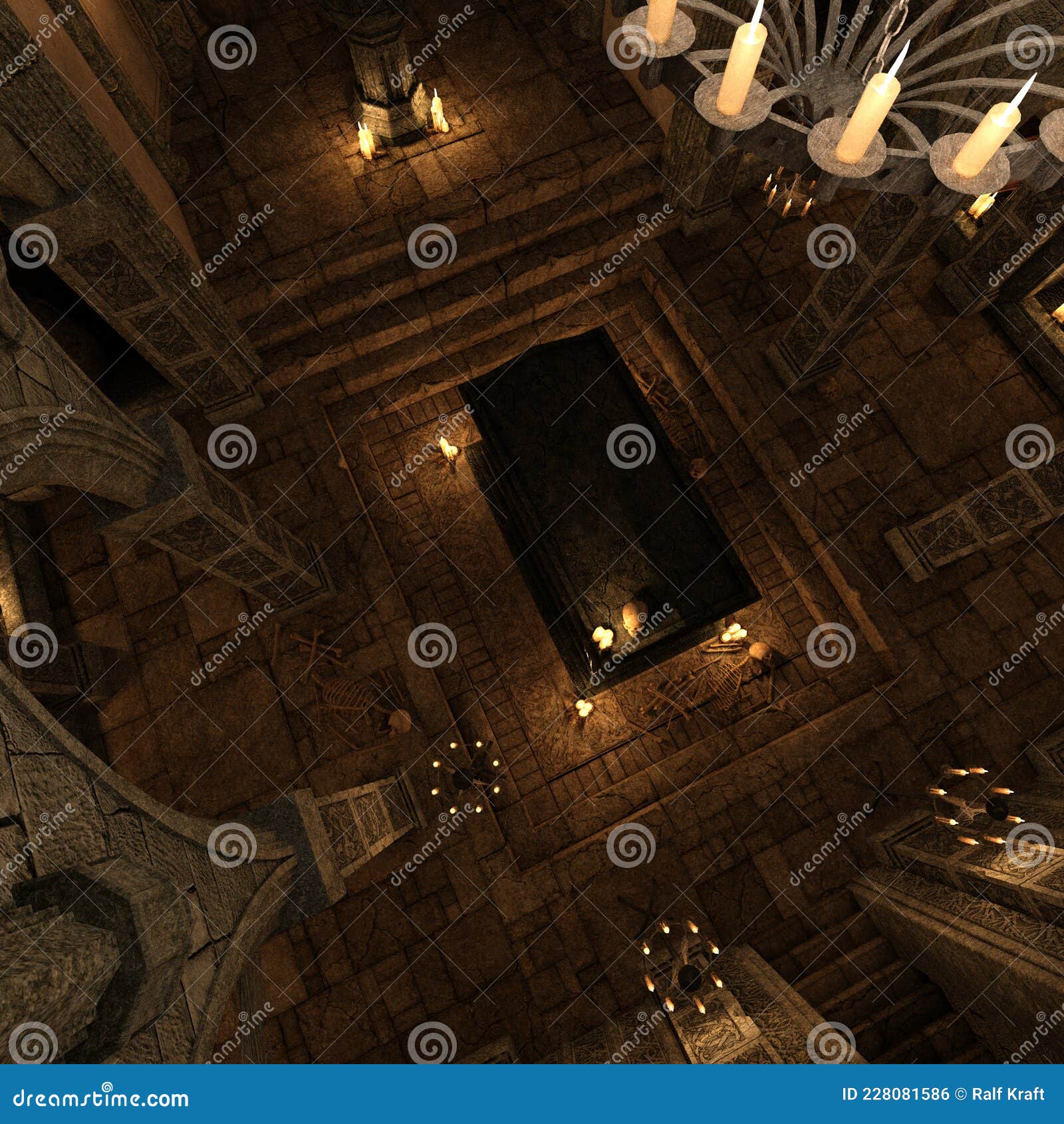 3d-illustration of a Scary Crypt with Candles in a Tomb Stock ...