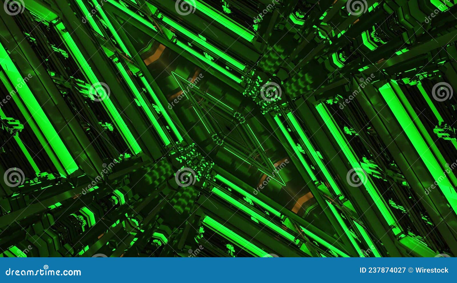 3D Illustration of a Sci-fi Background with Geometric Shapes and Bright ...