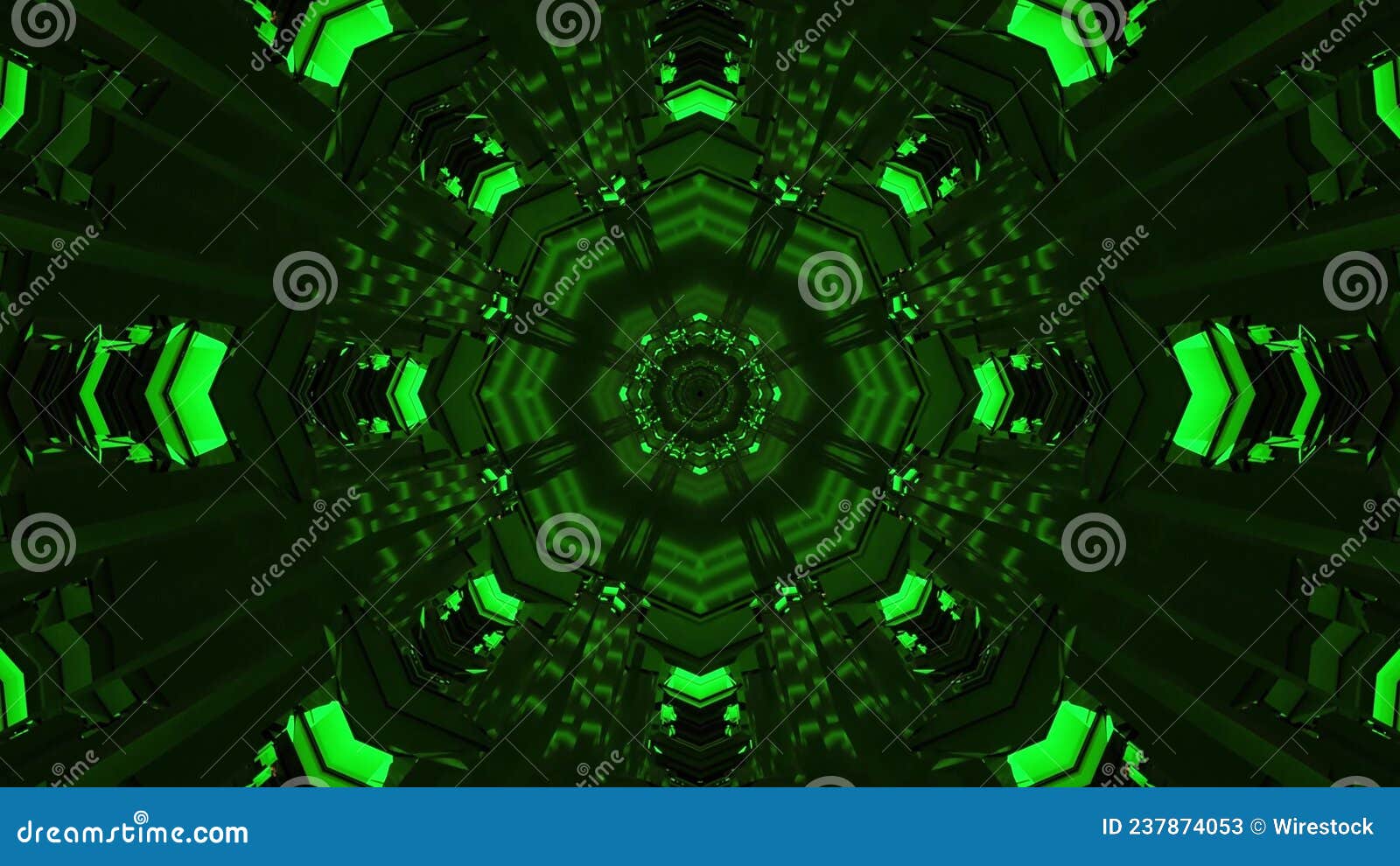 3D Illustration of a Sci-fi Background with Geometric Shapes and Bright ...