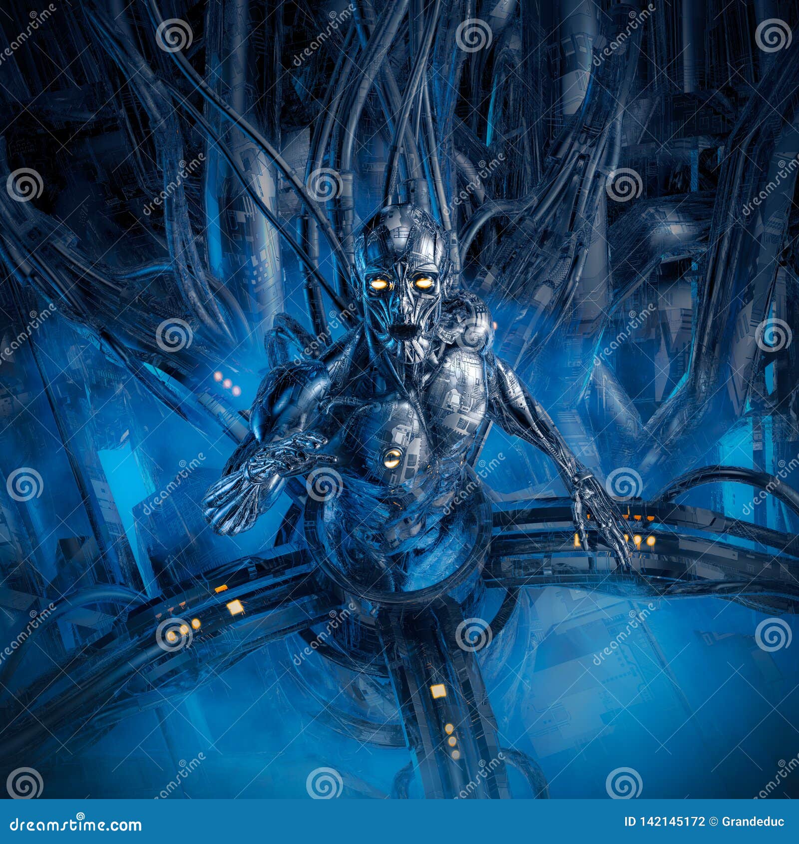 Splinter in the machine stock illustration. Illustration of cyborg ...