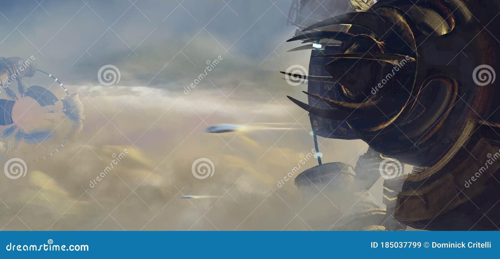 3d Illustration of a Science Fiction Structure in the Clouds with ...
