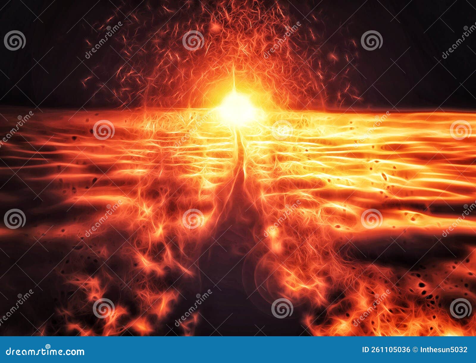 3d Illustration of Scorching Flames Burning in the Dark Stock ...