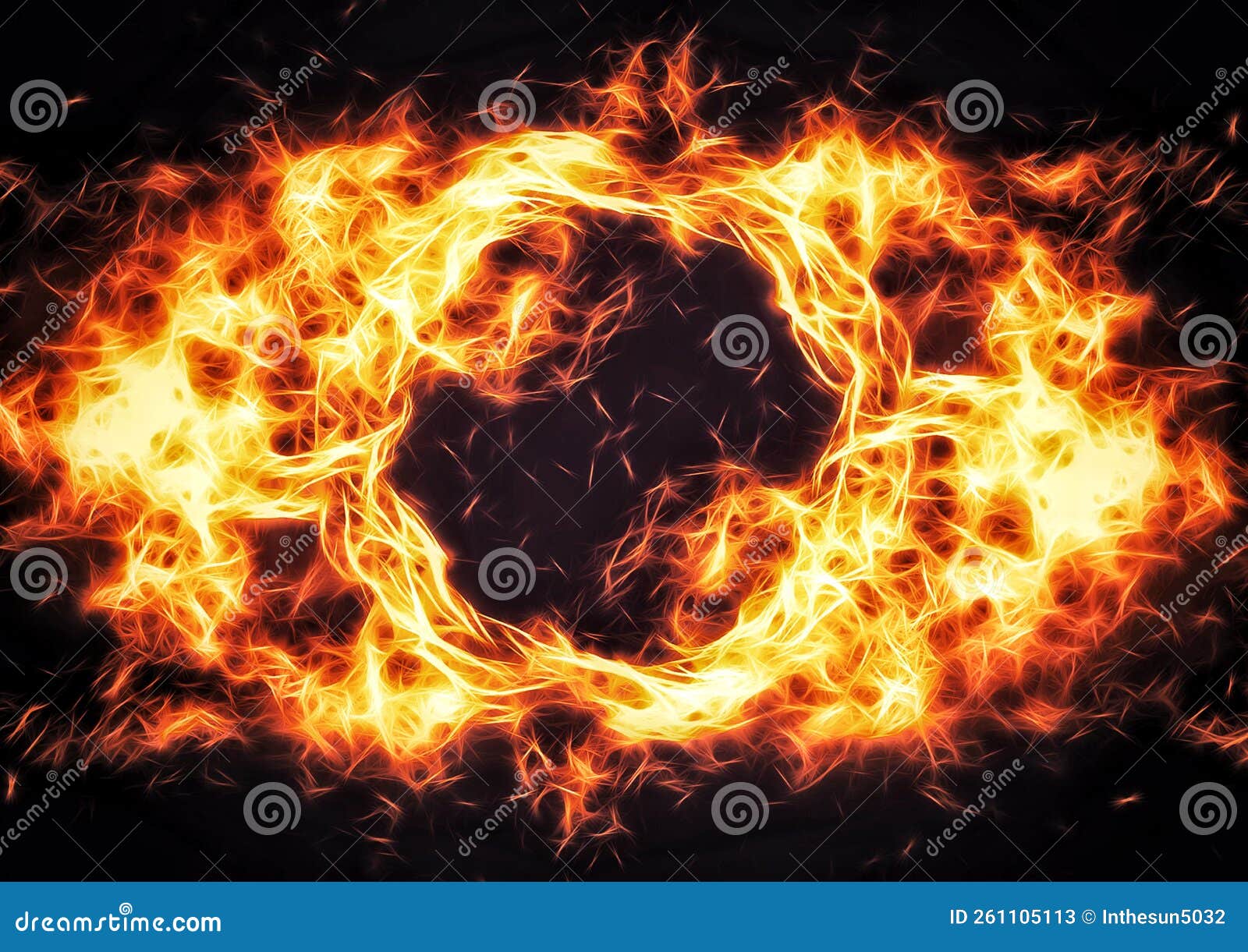 3d Illustration of Scorching Flames Burning in the Dark Stock ...