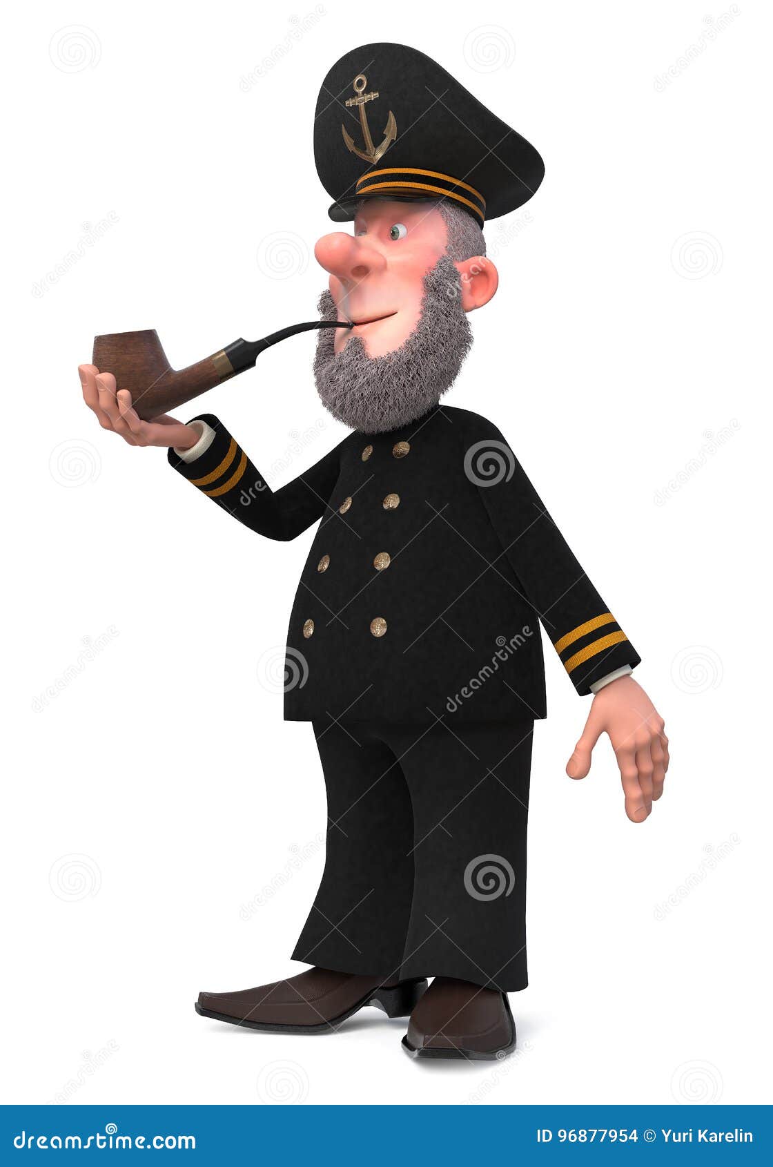 3d Illustration Sea Captain with Smoking Pipe Stock Illustration ...