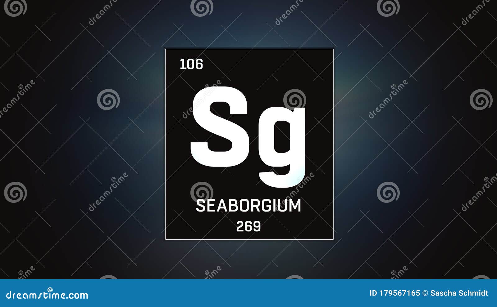 Seaborgium As Element 106 of the Periodic Table 3D Illustration on Grey ...