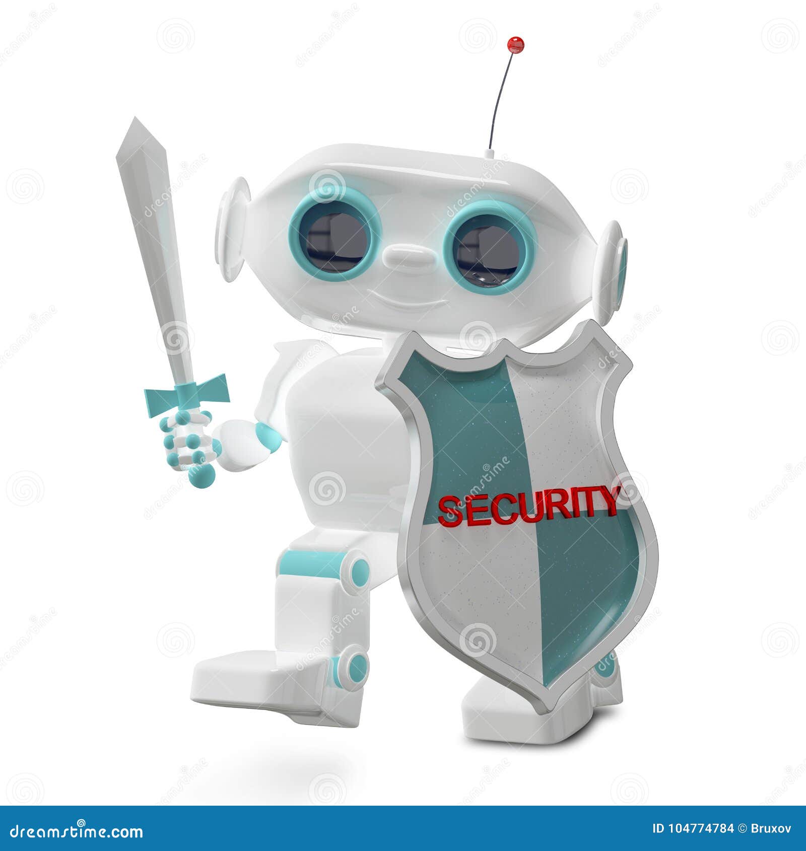 3D Illustration Security Robot Stock Photo - Illustration of plastic ...