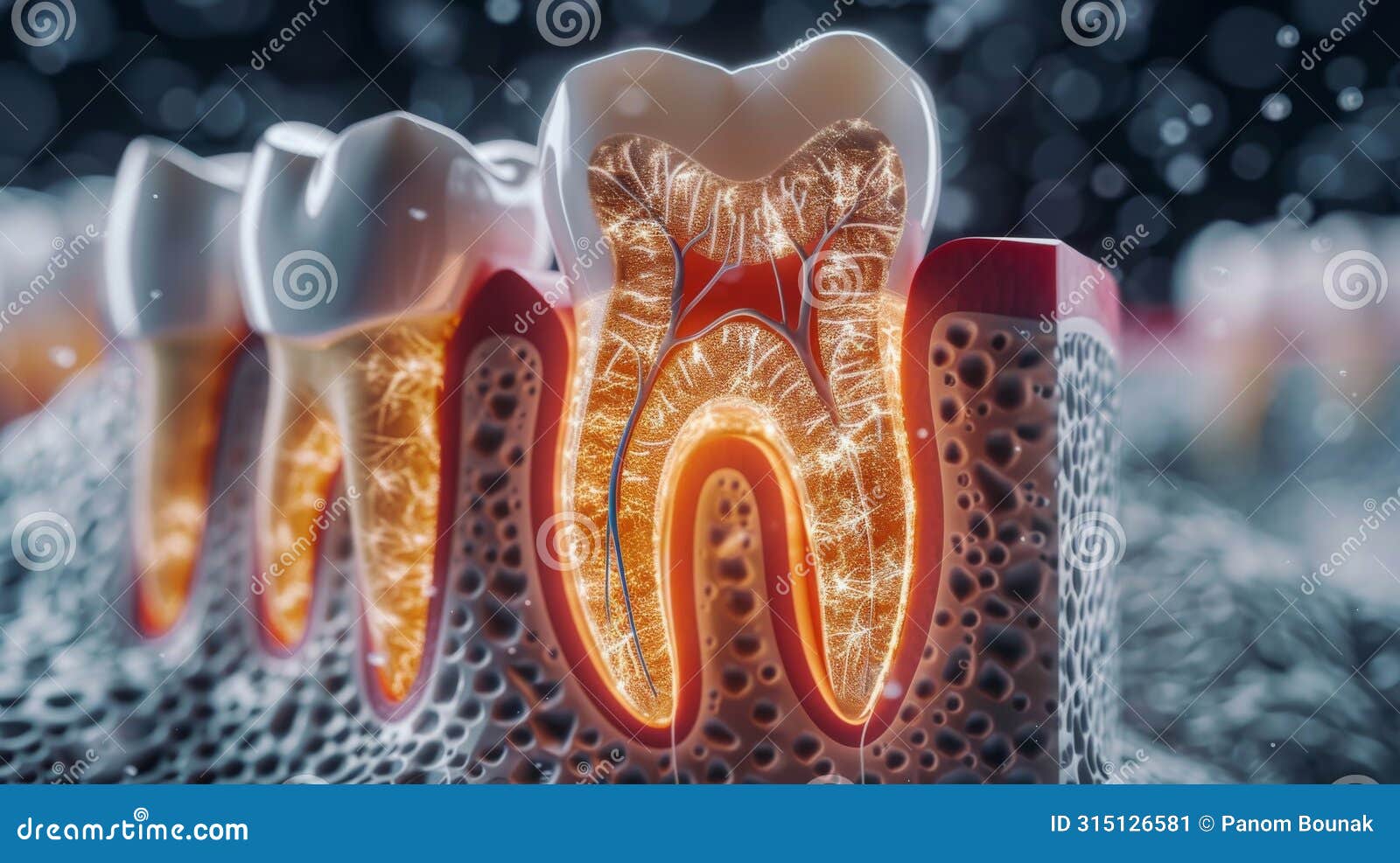 3D Illustration of a Sensitive Tooth Cross Section with Focus on ...