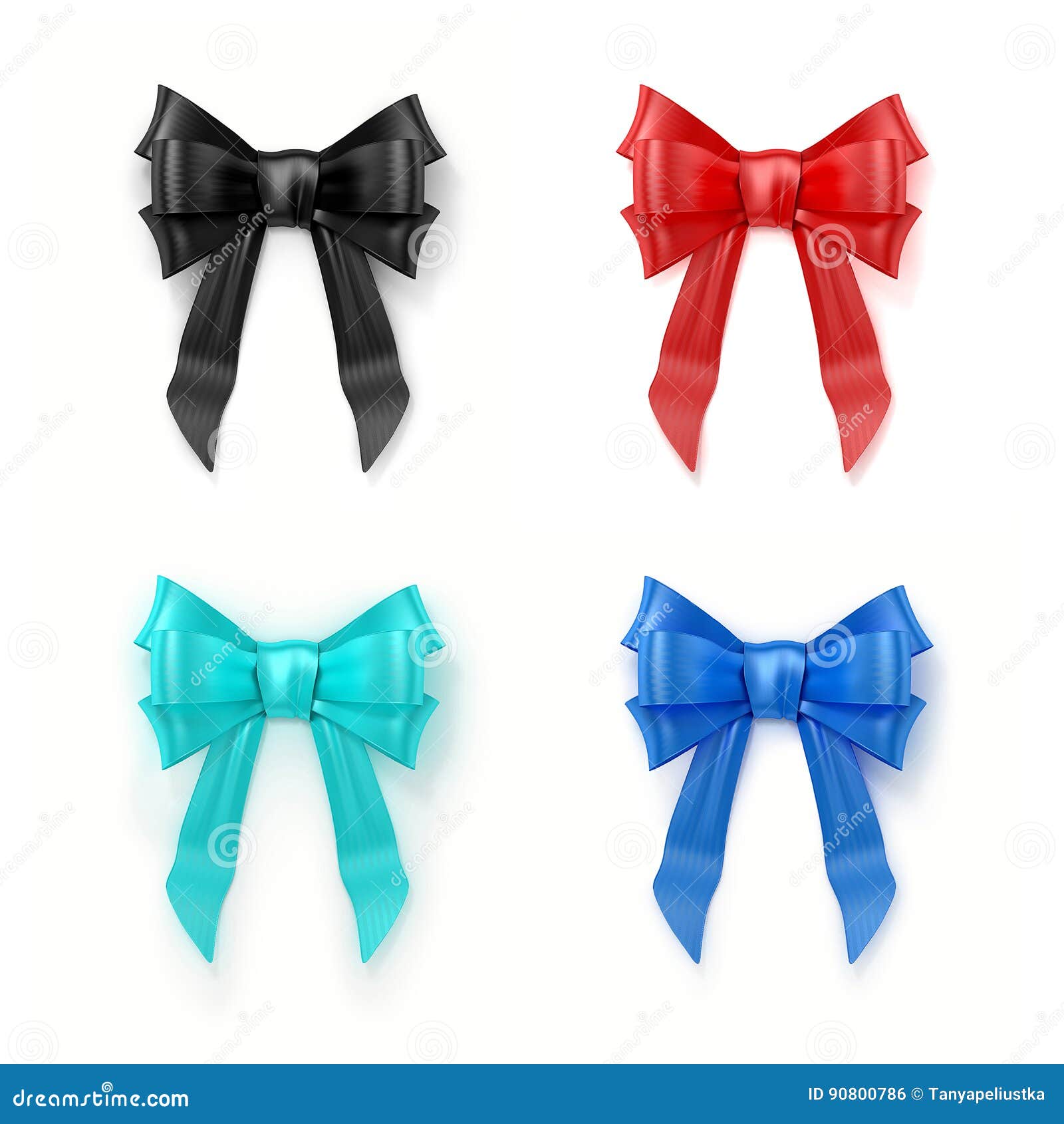 3D Illustration of Set of Colorful Bows Stock Illustration ...