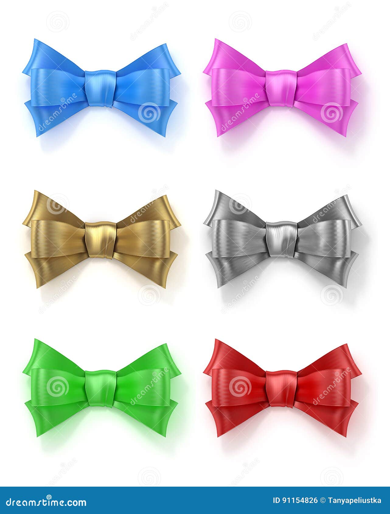 3D Illustration of Set of Colorful Bows Stock Illustration ...