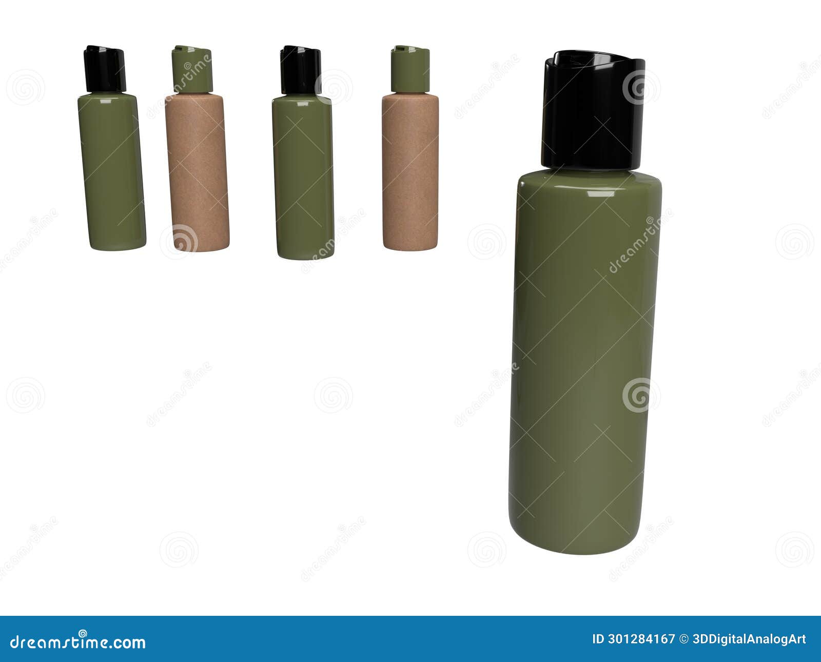 3D Illustration Set of Eco-friendly Lotion Bottles Stock Illustration ...