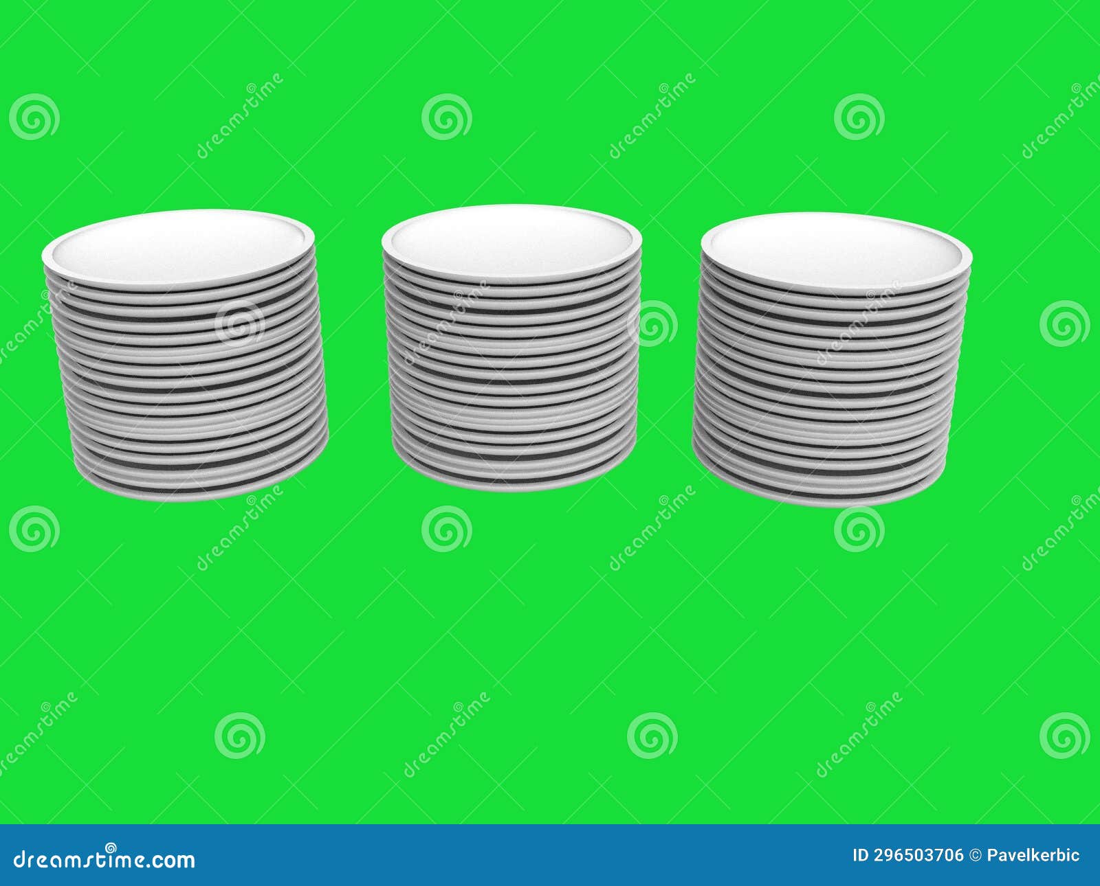 3D Illustration - Set of Plate Stacks - Green Screen Background Stock ...