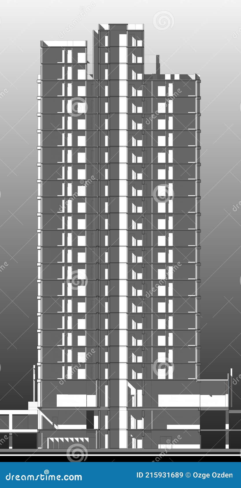 Architectural 3d Cross Section of a High Rise Condominium. Stock ...