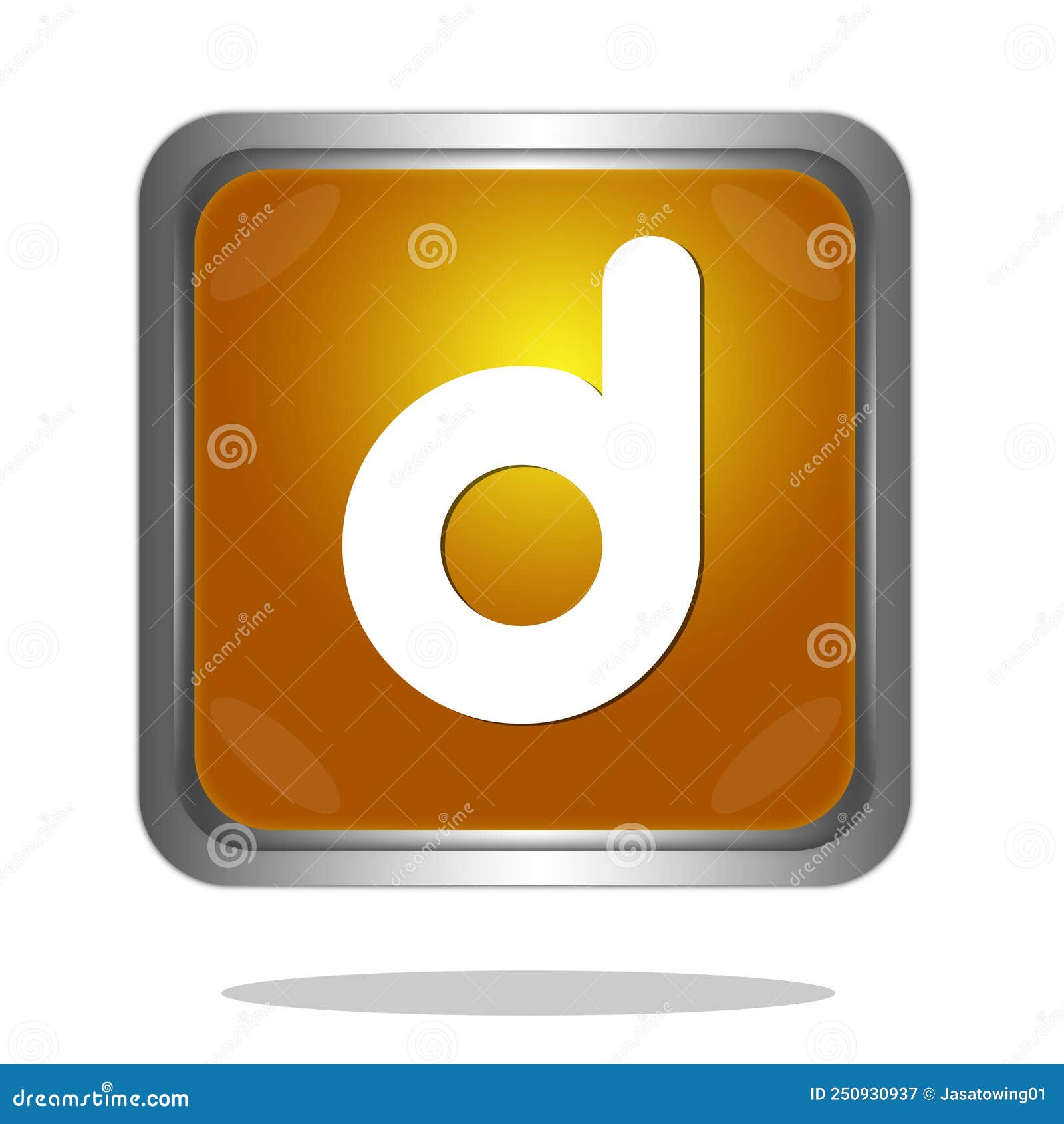 3D Illustration in the Shape of a Fancy Rectangular Button with ...