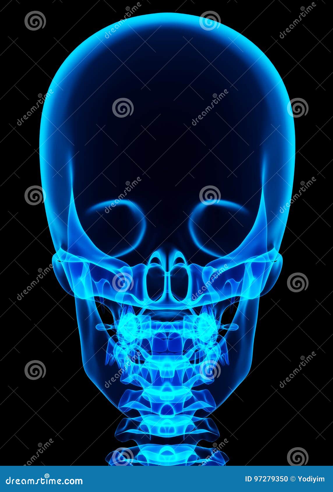 3D Illustration of Shiny Blue Skeleton System. Stock Illustration ...
