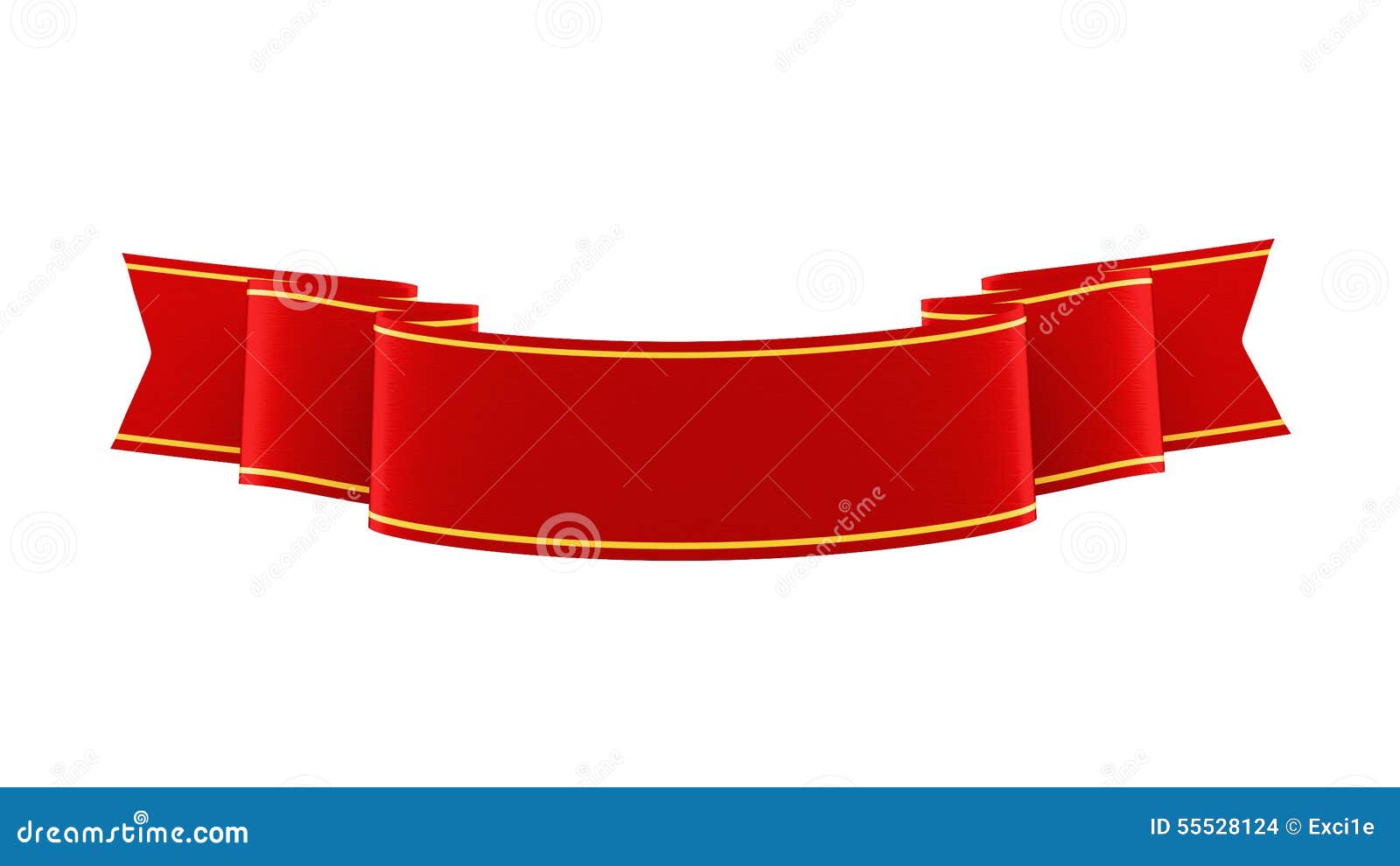 3D Illustration of Shiny Red Ribbon with Gold Strips Stock Illustration ...
