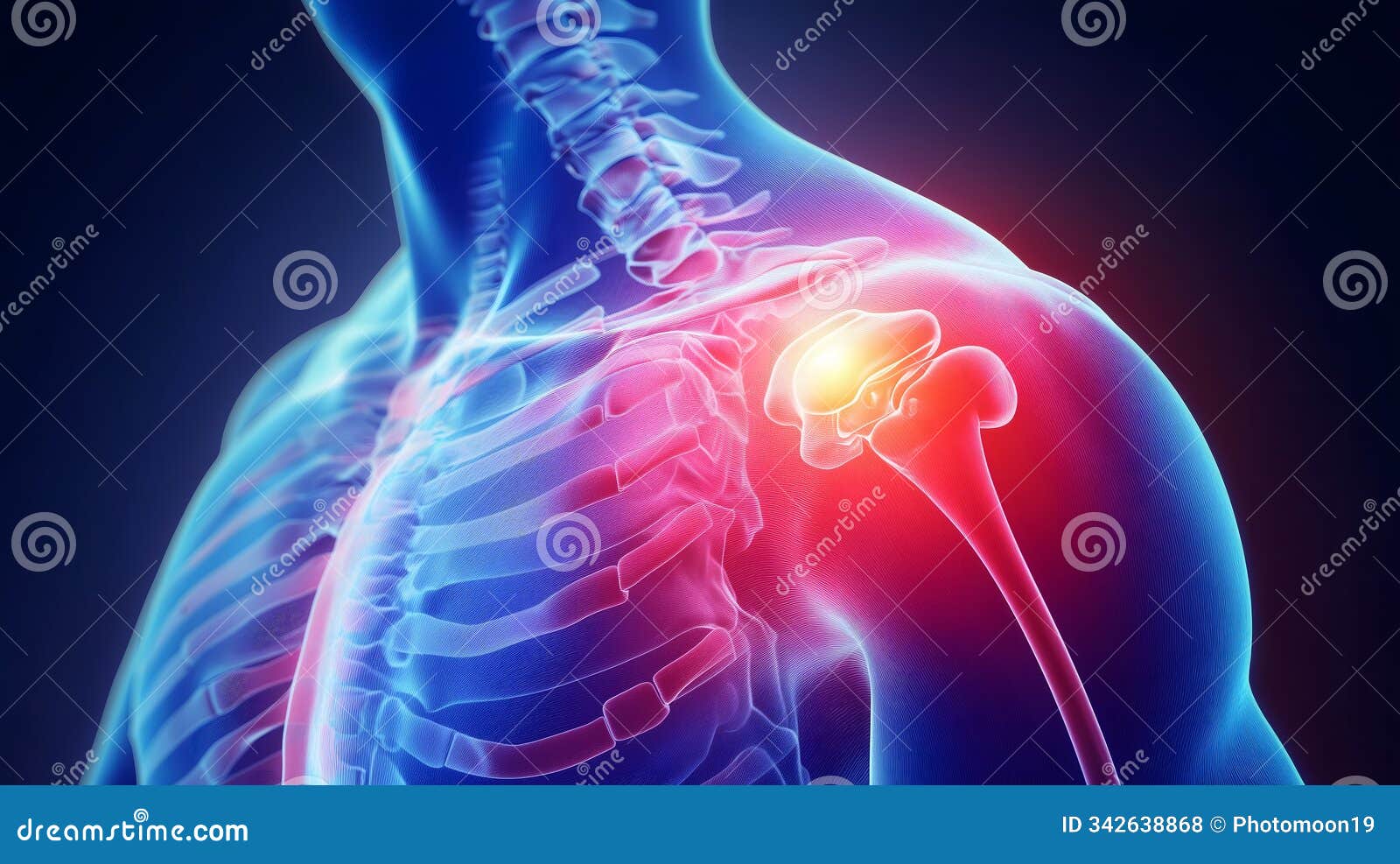 3D Illustration of Shoulder Pain and Joint Inflammation in Human ...