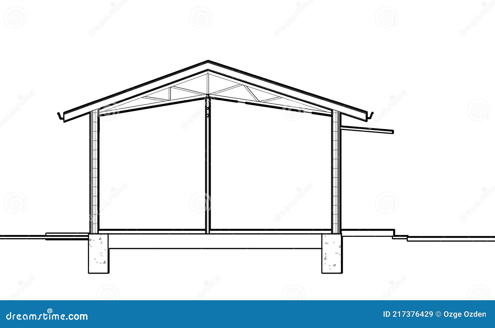 Section of a Pitched Roofed One Storey Small Building. Stock ... Section of a Pitched Roofed One Storey Small Building. Stock ...