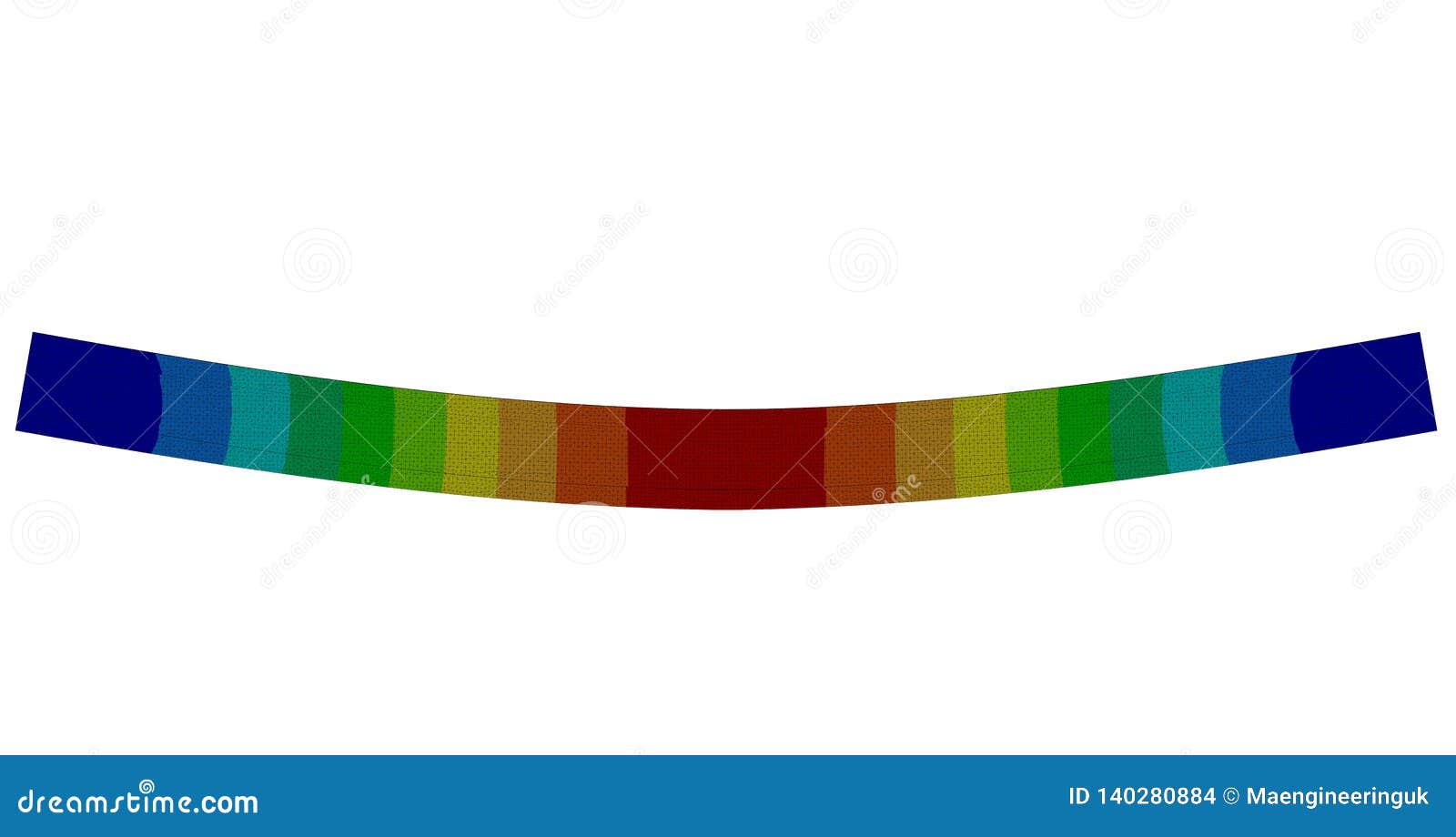 3D Illustration. Side View Of A Deflection Plot Of An I Beam In Bending ...