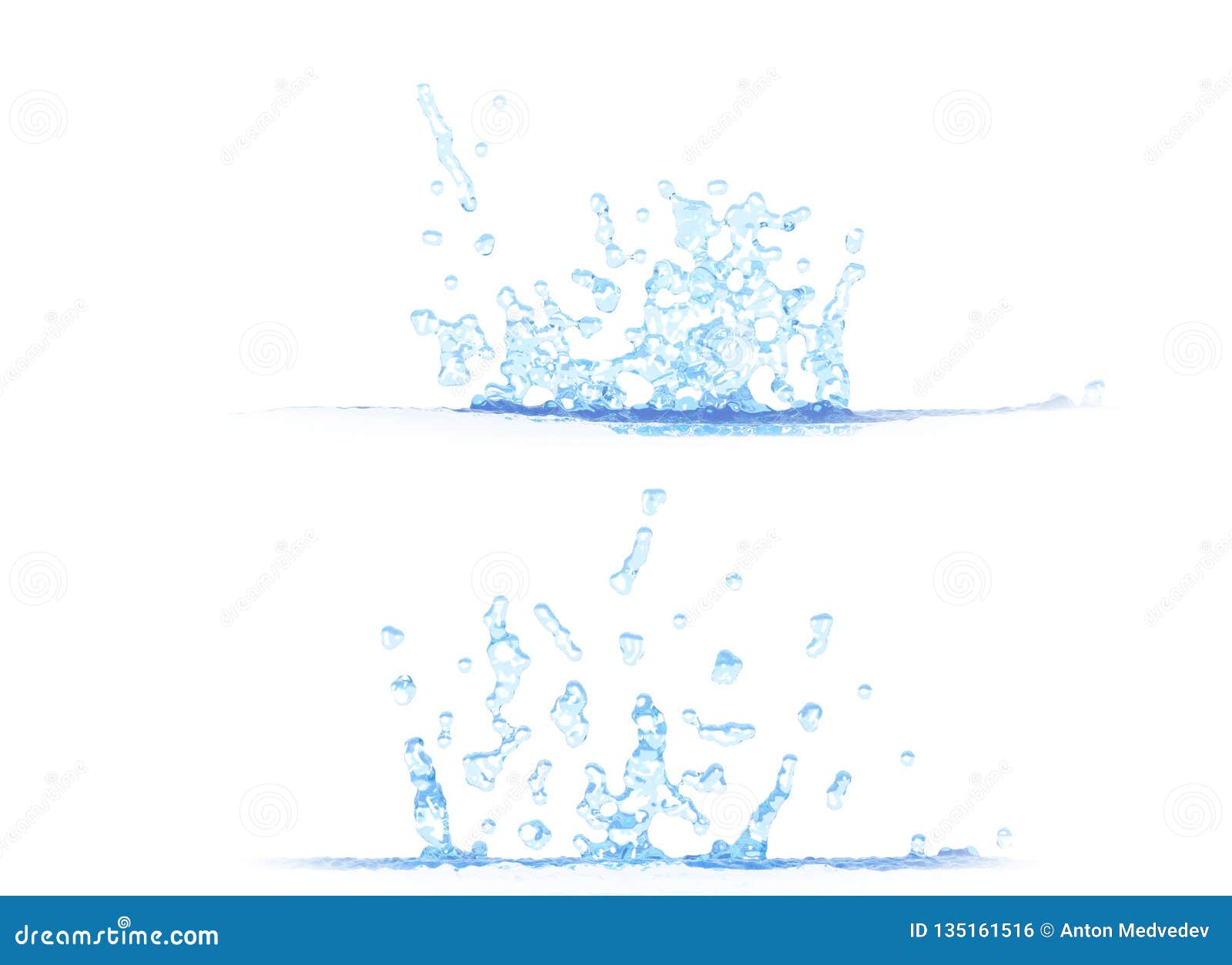 3D Illustration of 2 Side Views of Cool Water Splash - Mockup Isolated ...