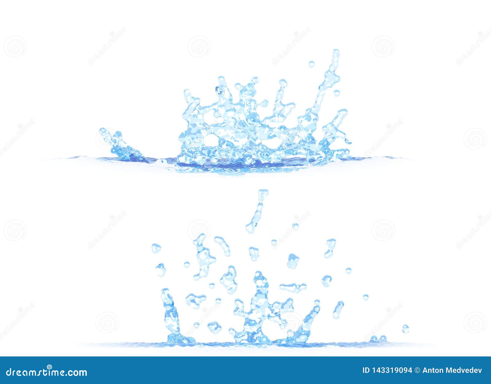 3D Illustration of 2 Side Views of Cool Water Splash - Mockup Isolated ...