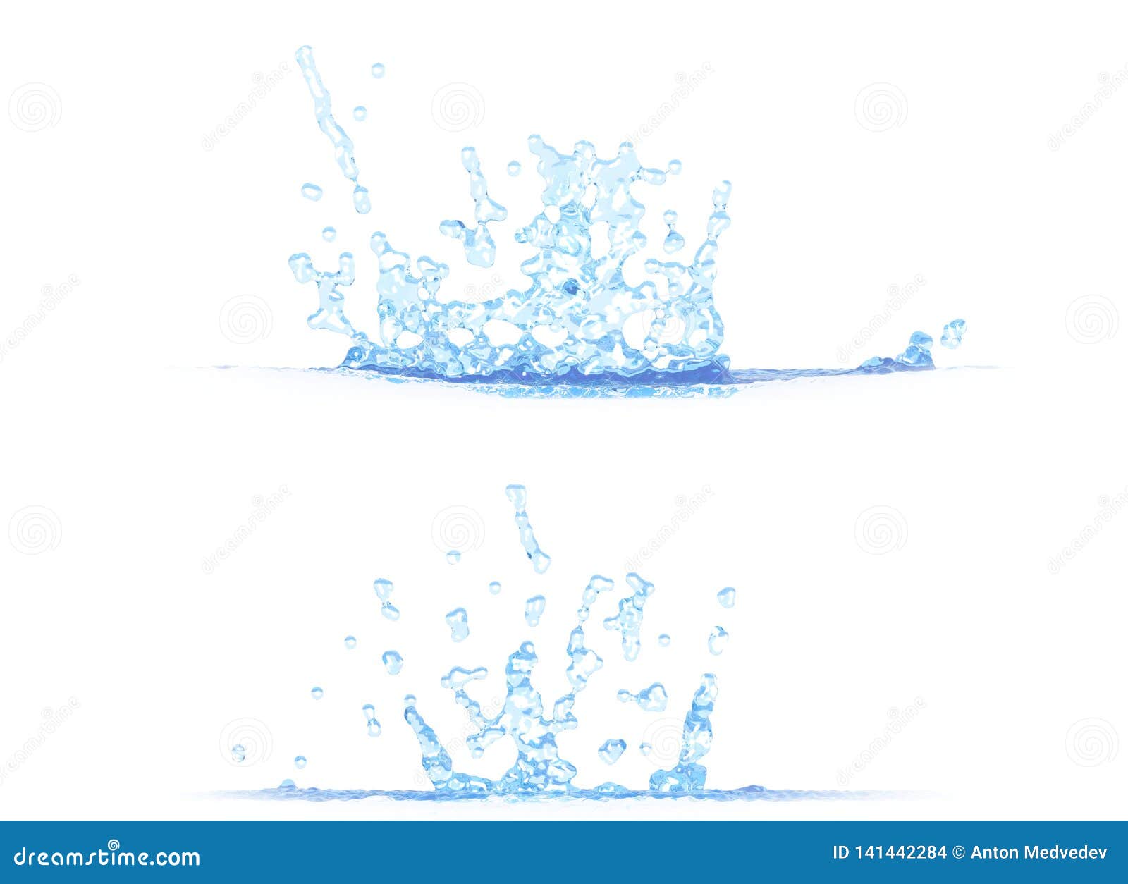3D Illustration of 2 Side Views of Cool Water Splash - Mockup Isolated ...