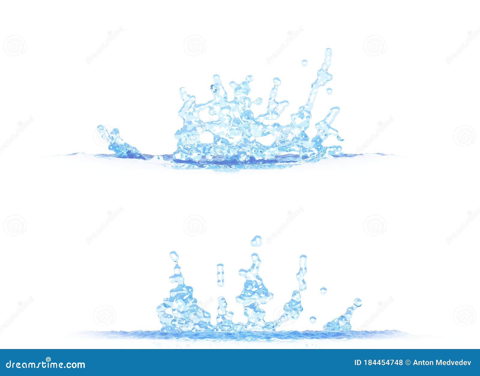 3D Illustration of 2 Side Views of Nice Water Splash - Mockup Isolated ...