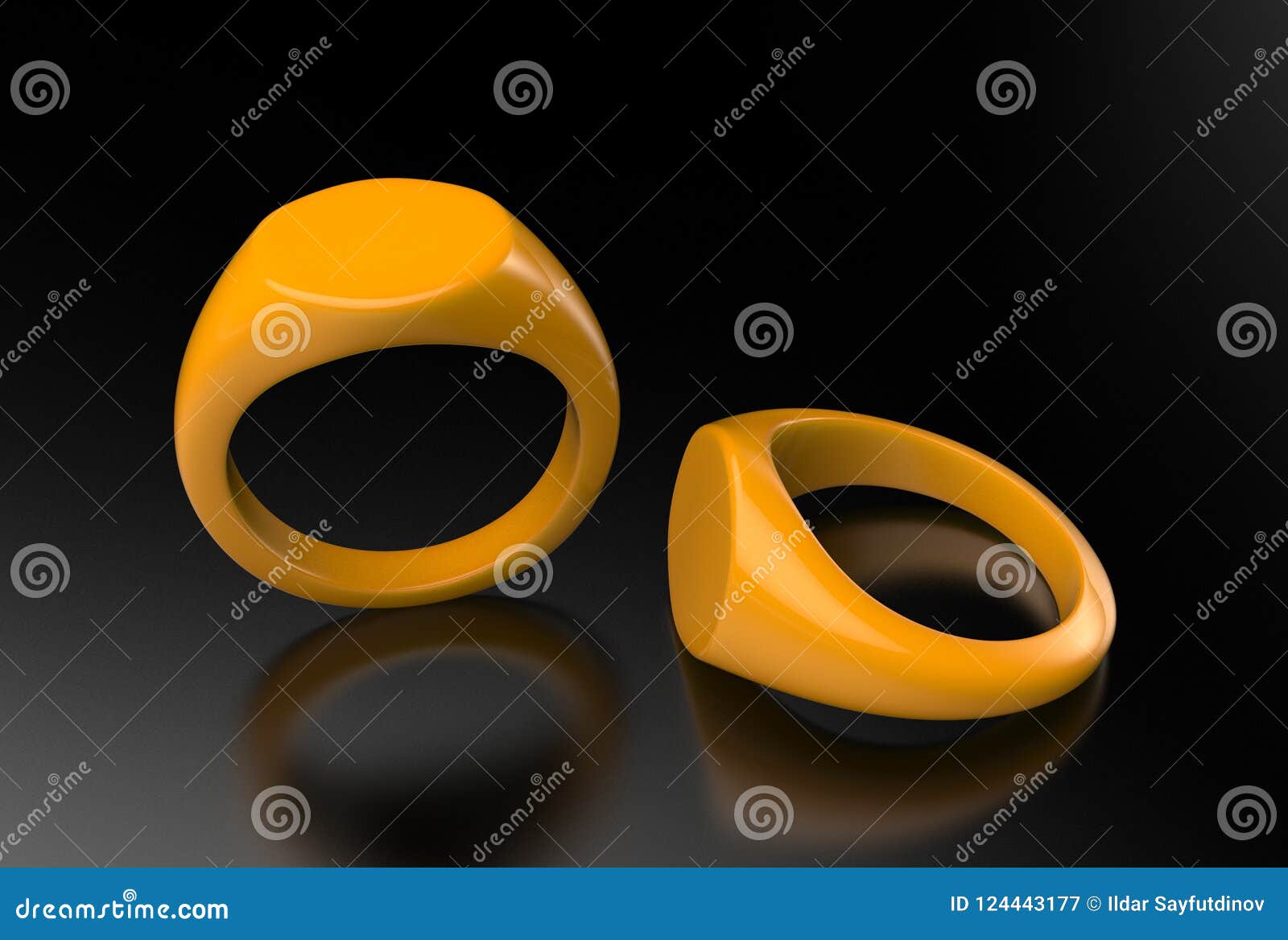 3D Illustration of Signet Ring Stock Illustration - Illustration of ...