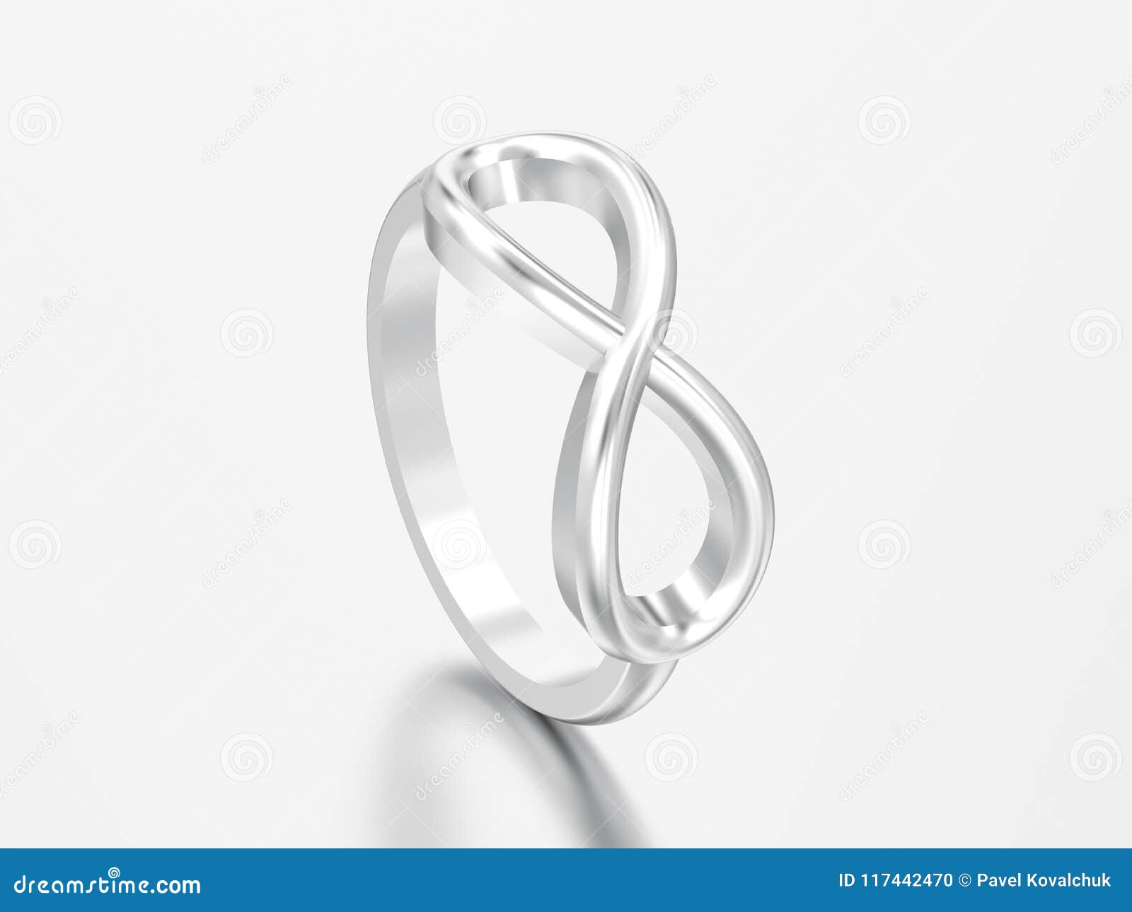 3D Illustration Silver Simple Infinity Ring Stock Illustration ...