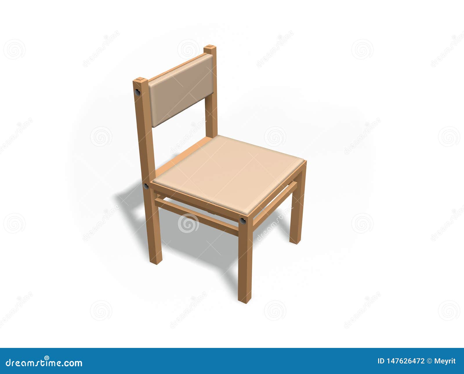 3d Illustration. Simple Chair on a White Background Stock Illustration ...