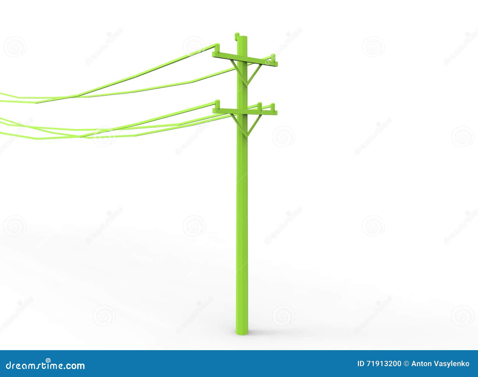 3d Illustration of Simple Electric Pole with Wires. Stock Illustration ...