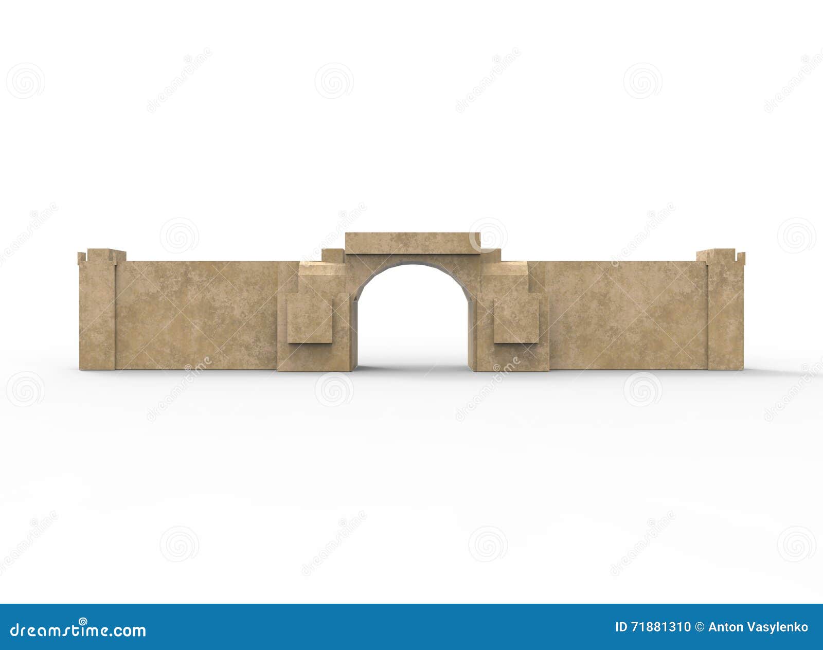 3d Illustration of Simple Gate with Wall. Stock Illustration ...