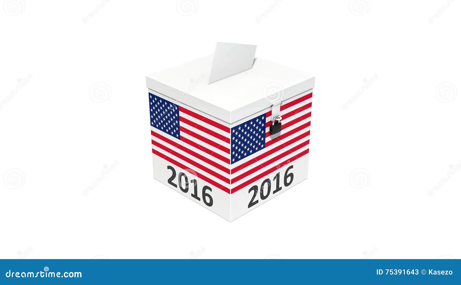 3d Illustration of Simple Vote Box with America Flag. Stock ...