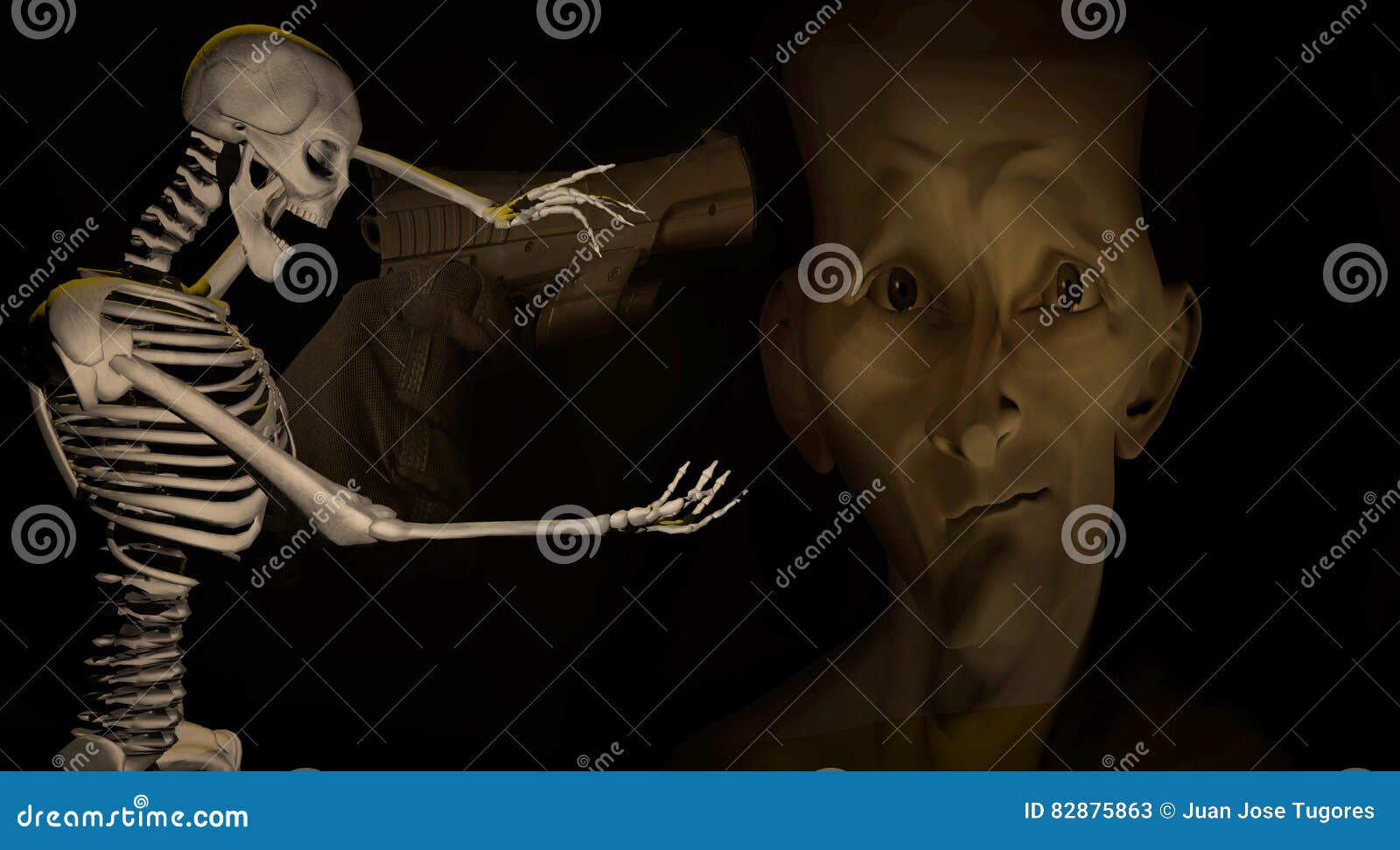 3d Illustration of a Skeleton Gesturing Stock Illustration ...
