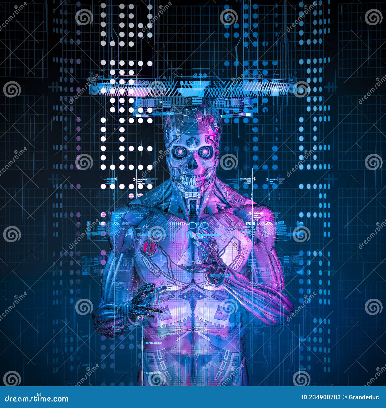 Data interface cyborg stock illustration. Illustration of gaming ...