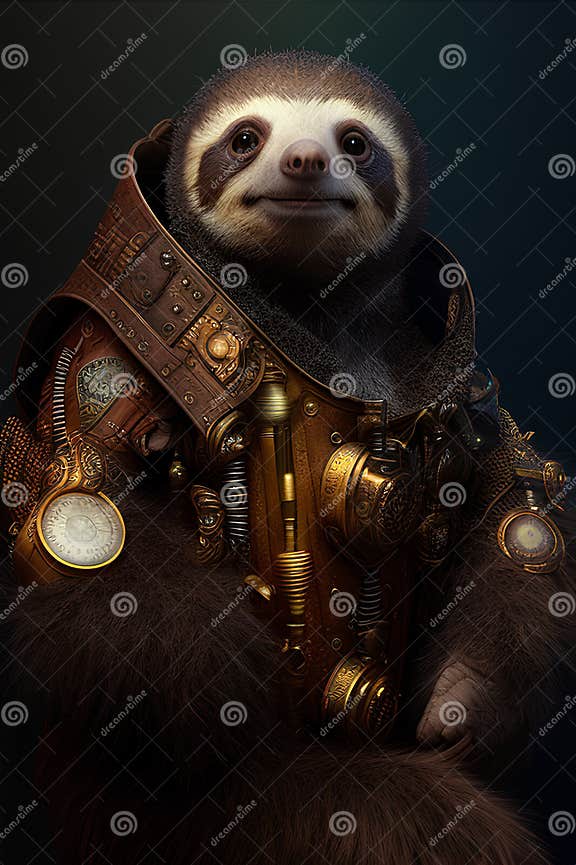 3d Illustration of a Sloth in a Helmet and Armor. Stock Illustration ...